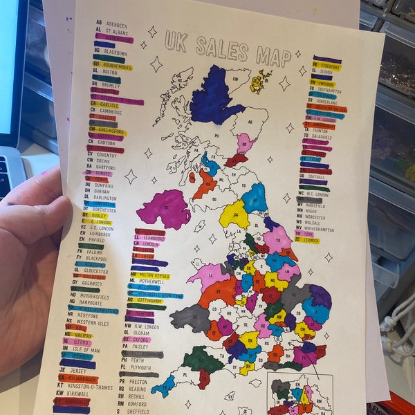 UK Postcode Sales Map DIGITAL DOWNLOAD, Small Business Tracker, Sales ...
