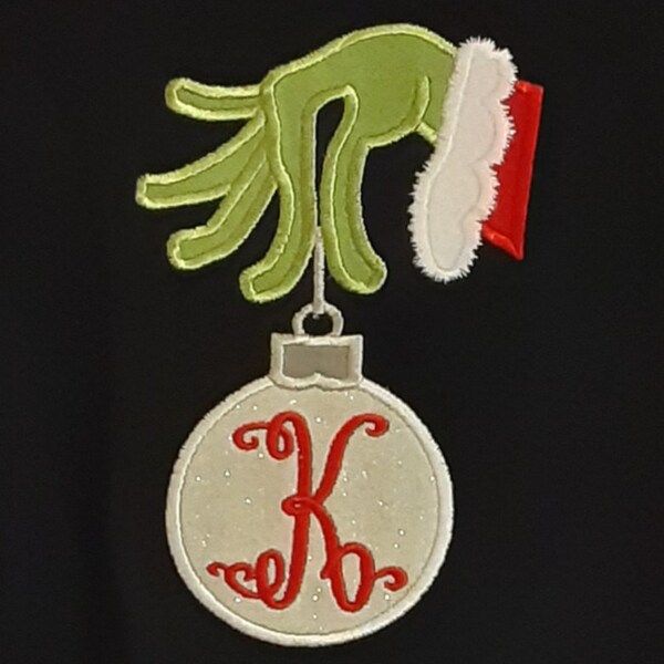 Green Monster Hand Monogram Applique Digital Machine Embroidery Design ...