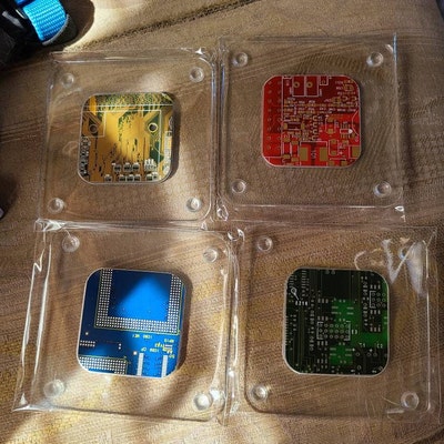 Circuit Board and Clear Acrylic Coaster individual Geek Gift IT Gifts ...