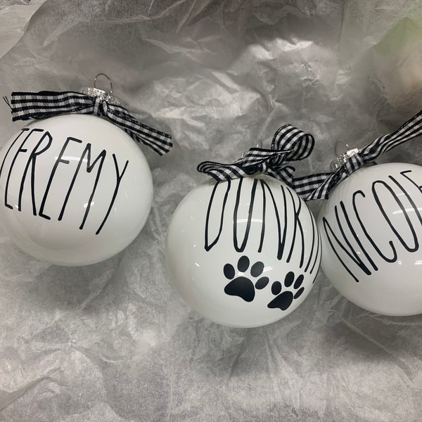 Rae Dunn Inspired Name Ornaments, Black White Checkered Ornaments ...