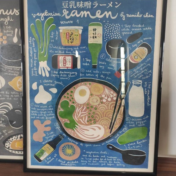 Ramen Recipe Illustration Art Print | Kitchen Decor - Etsy