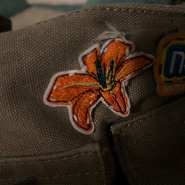 Orange Lily Flower Patch, Iron on Patch, Embroidered Patch, Applique ...