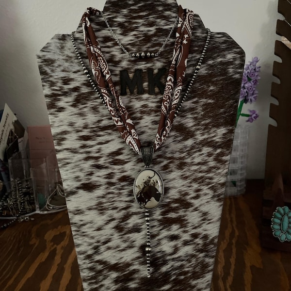 Cowhide Necklace Display: Ranch Style Jewelry Organizer, Western Decor ...