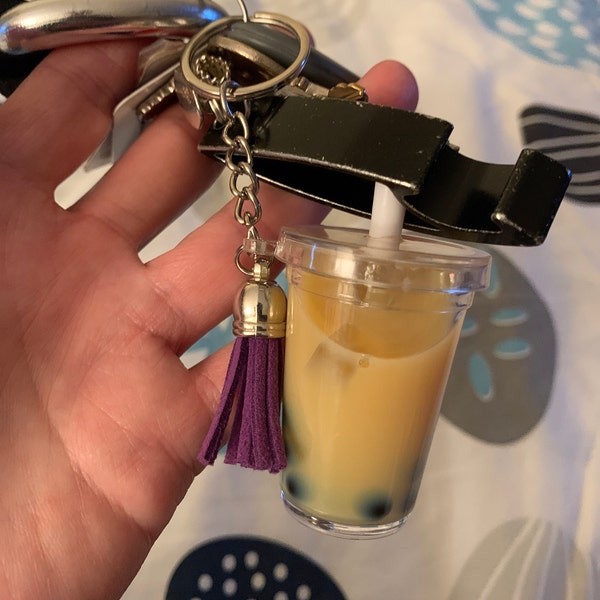 Personalized Liquid Boba Keychain, Shaker Bubble Tea Key Chain, Liquid ...