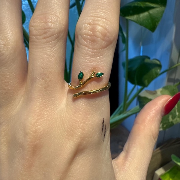 Handmade Jewelry Olive Tree Rings for Women, Green Ivy Leaf Ring ...