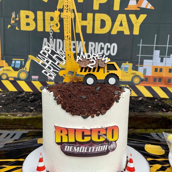 Construction Birthday Party, Personalized Wood Construction Truck Crane ...