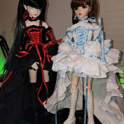 BJD Clothes SD Doll Clothes 1/3 1/4 1/6 Black Dress Hairband & Neck ...