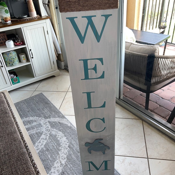 Large Welcome Sign With Turtle - Tortoise Welcome - Wood Sign - Welcome ...