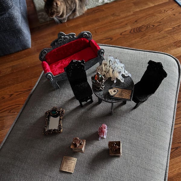 Haunted Dollhouse Table Miniature Items for Halloween Handmade Gothic ...