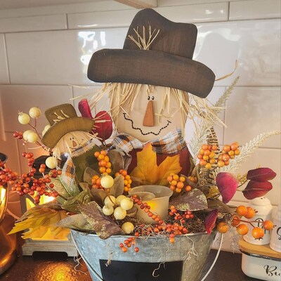 Fall Scarecrow DYI Wood Craft PATTERN Autumn Arrangement With Candle ...