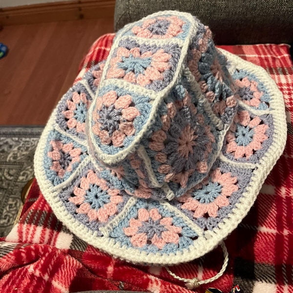 PATTERN ONLY- Crochet Cowboy Hat, Granny Square Cowboy Hat - Etsy