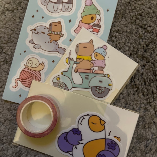 Bubu and Mooch Riding Scooter Vinyl Sticker Guinea Pig Sticker Capybara ...