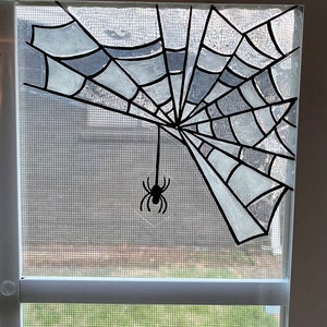 Spider Web Stained Glass, Window Cling , Halloween Decoration, Hand ...