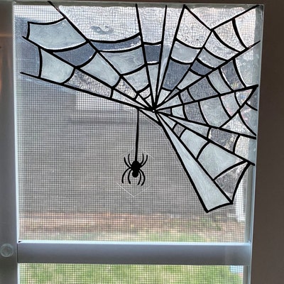 Spider Web Stained Glass, Window Cling , Halloween Decoration, Hand ...