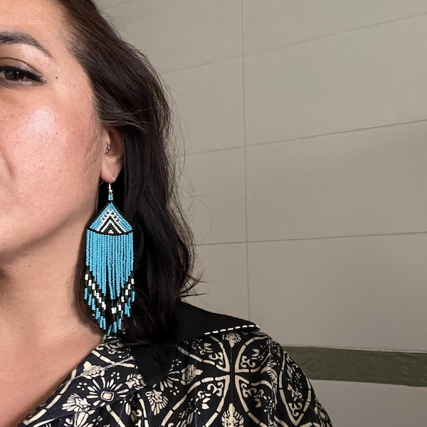 Boho Tribal Earrings, American Native Earrings Large Dangle Earrings ...