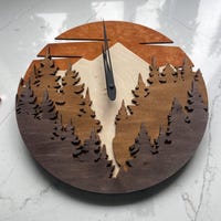 Mountain Wall Clock,wood Mountain Clock,wall Clock Unique,nature Clock ...