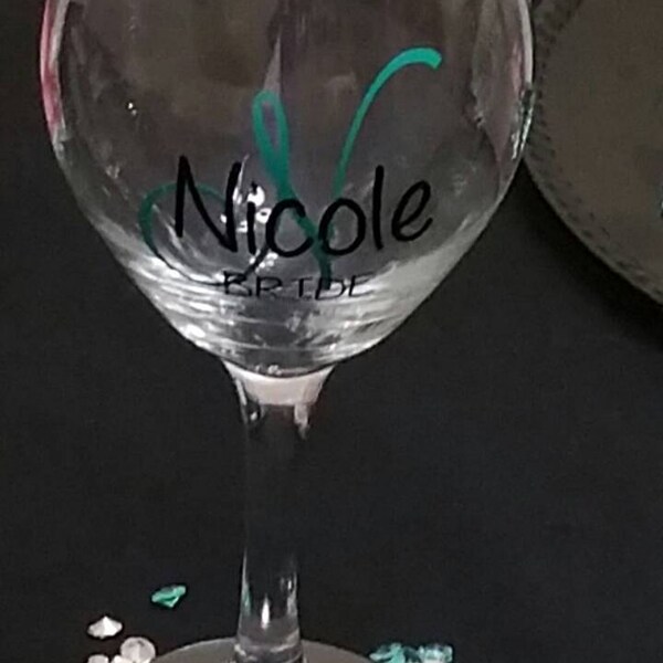 Wedding Party Wine Glass Decals, Monogram Wine Glass Stickers ...