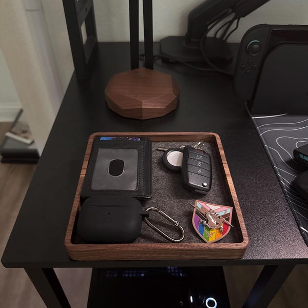 Catch All Tray Wooden Desk Tray for Jewelry, Keys, Watch, Glasses, Pens ...