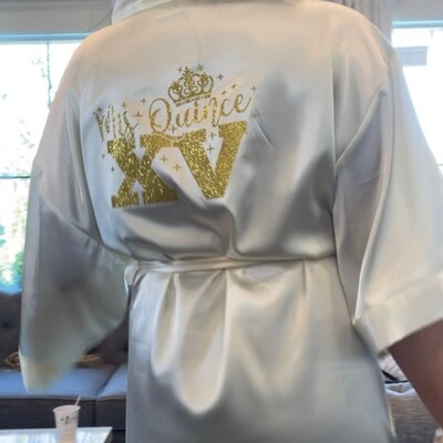 Includes FREE Front Personalization Mis Quince Satin Robes - Etsy