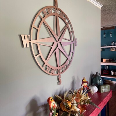 Nautical Compass Rose Metal Wall Art With GPS Coordinates - Etsy