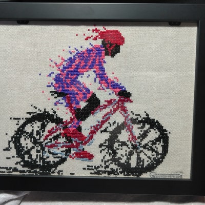 Cycling Cross Stitch Pattern, Modern Cyclist Design, Gift for Bike ...