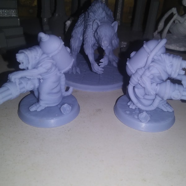 Rat Men Chain Gunner 3D Printed Resin Miniature | Tabletop Role Playing ...