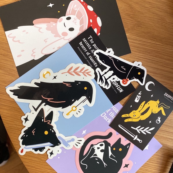 Mythological Animal Stickers - Crow and Wolf Sticker Set - Die Cut ...