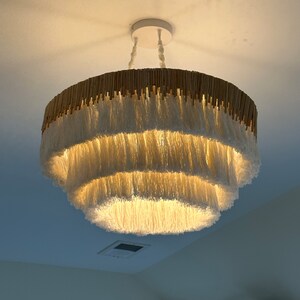 Boho Fringe Chandelier Cotton Pendant Light Fringe Light - Etsy