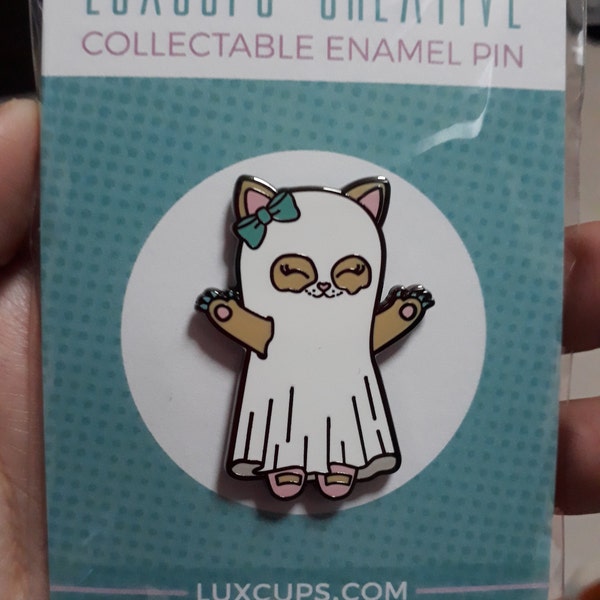 Ghost Kitty Enamel Pin -hard Enamel Pin Cute Spooky Cat Pin Kitty Pin ...