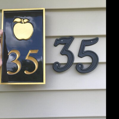 Carved Street House Number Plaque / House Marker With Pineapple or ...