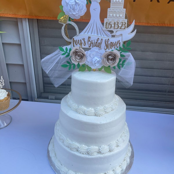 Bridal Shower Dress Cake Topper, Customizable Name and Date - Etsy