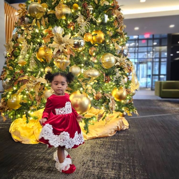 Red Velvet Baby Girl Dress, Christmas Girl Outfit - Etsy