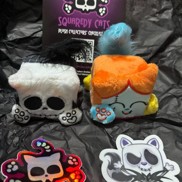 Batsy the Spoopy Cute White and Black Bat Plush Kitty by Squaredy Cats ...