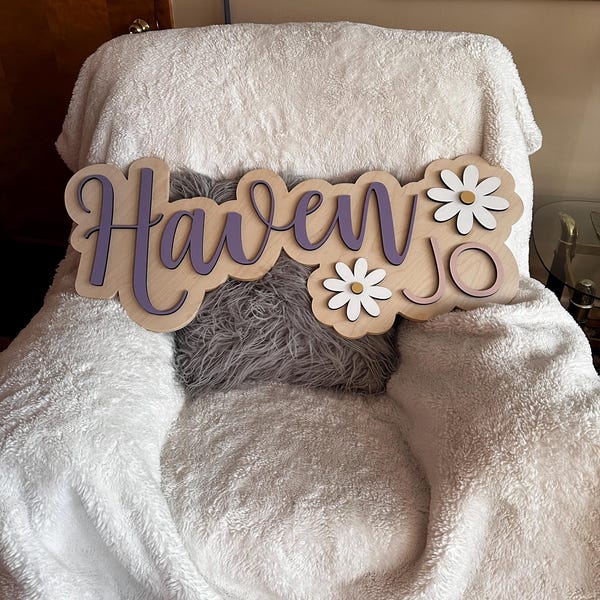 Daisy Name Sign, Nursery Name Sign, Daisy Nursery Decor, Name Sign for ...
