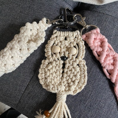 Handmade Macrame Owl Keychains/purse or Backpack Charms/car Mirror ...