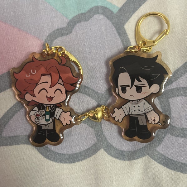 Rody and Vincent Heart Magnet Keychain Set Dead Plate 6.5 Cm Double ...