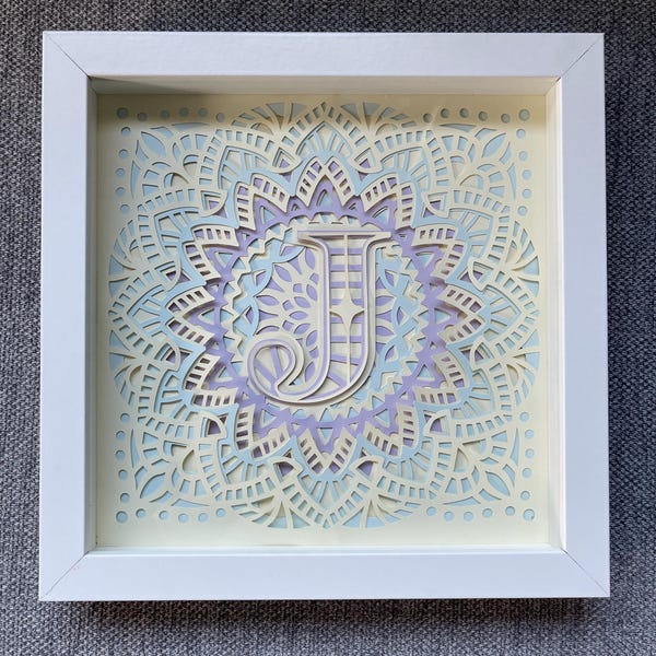 Monogram Mandala Papercut Layered Shadowbox Template, 3D SVG, DXF, PNG ...