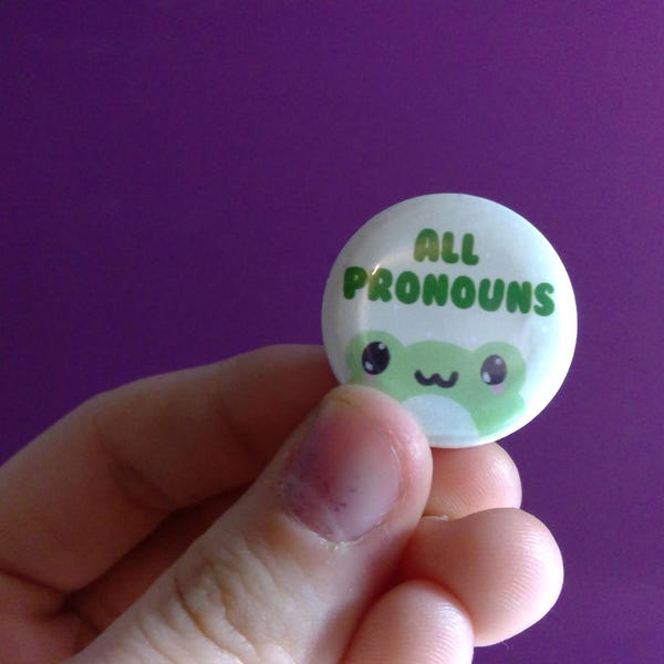 25mm Animal Pronoun Badges - She/they He/him She/her They/them He/they ...