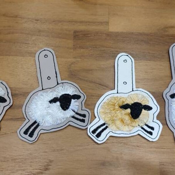 Fringed Sheep Key Fob Snap Tab SET of 3 Cute Lamb Keychain in the Hoop ...