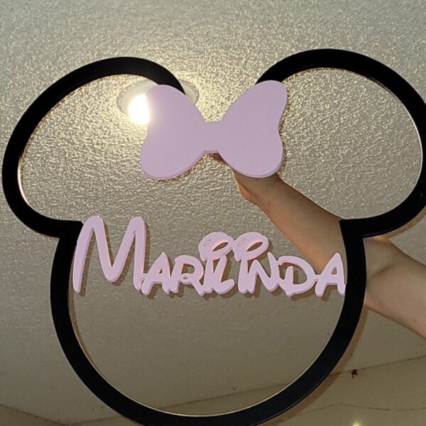 Disney Minnie Mouse, Wooden Minnie Mouse With Bow, Wooden Name Sign ...