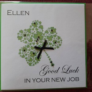 2 Sizes Good Luck/new Job Shamrock Card Personalised Handmade Giftboxed ...