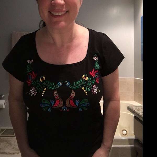 Embroidered Hungarian Folk Art Matyó Short Sleeve T-shirt From Hungary ...