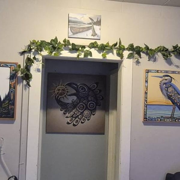 First Nations Owl Abstract Pacific Northwest Snowy Owl Mid-century Oil ...