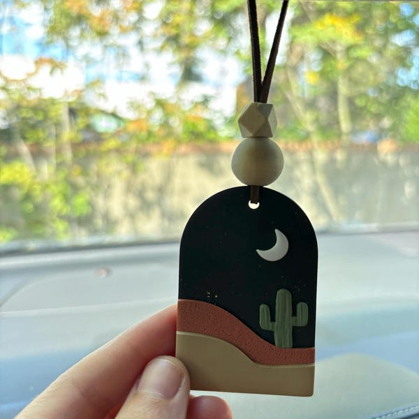Essential Oil Car Clay Diffuser, Boho Hanging Accessory, Car Air ...