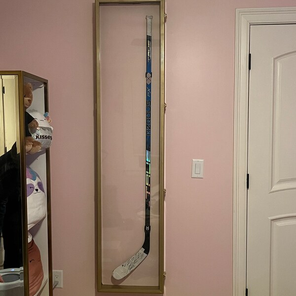 Hockey Stick Display Case Cabinet Wall Rack Hanger Mount Shadowbox W ...
