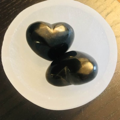 Shungite Heart Stone: 1.25 crystal Heart, Gemstone Heart, Palm Heart ...