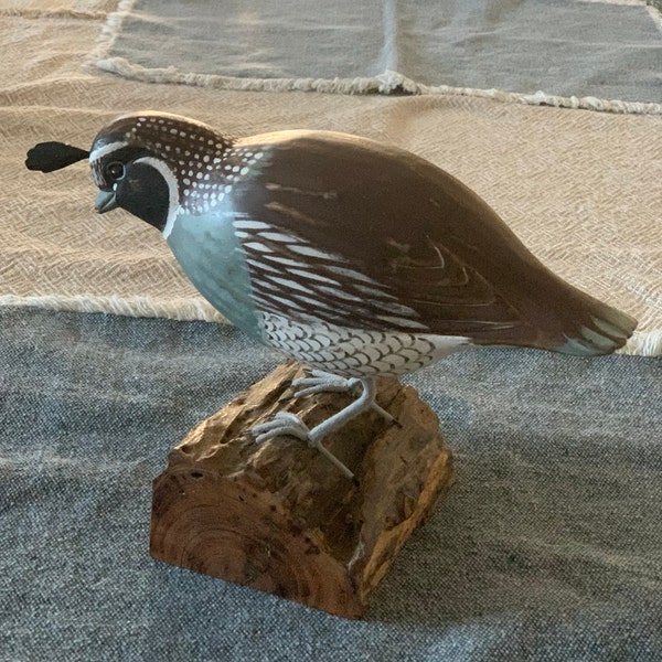 Hand Carved Wooden California Quail – 8.5"h | Bird Sculpture | State ...