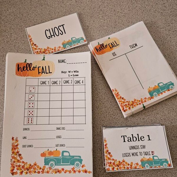 Fall Bunco Card, Bunco Score Sheet, September Bunco, Fall, Autumn ...