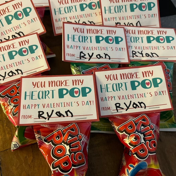 Ring Pop Valentine's Day Cards: Printable Gem Gift Tags (digital ...