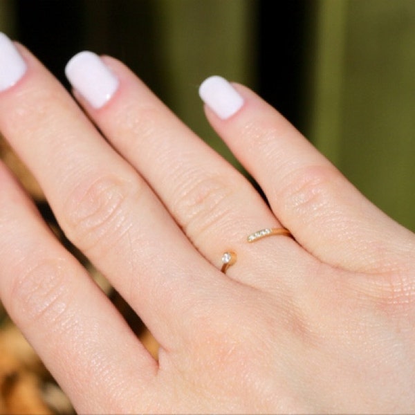 Cuff Diamond Ring / Cuff Ring With Bezel Set Diamond / Cuff Open Ring ...